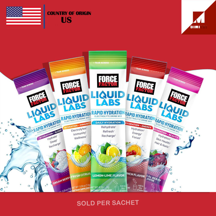 FORCE FACTOR Liquid Labs Electrolytes Powder, Hydration Packets to Make ...