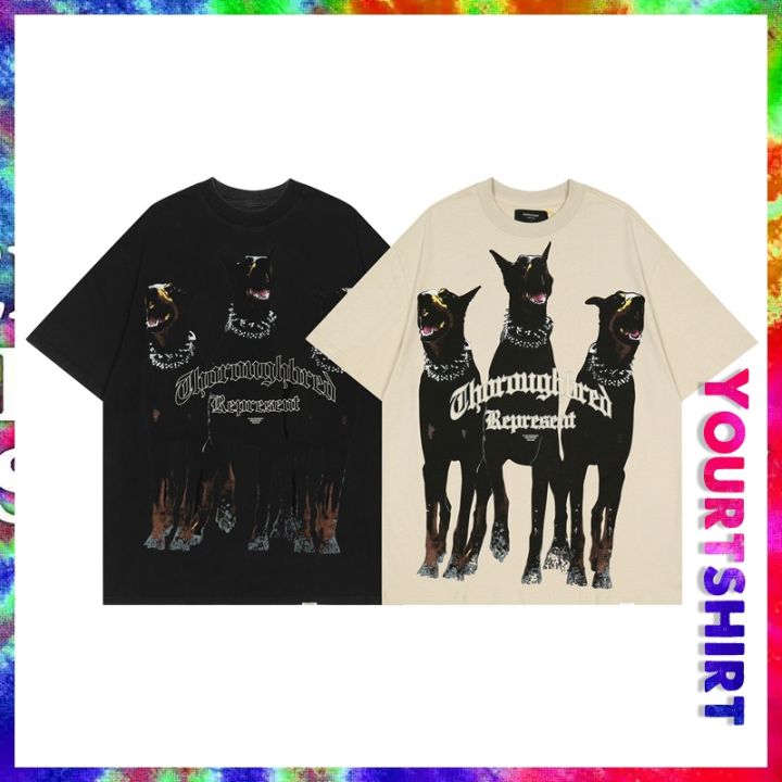 พร้อมส่ง Represent เสื้อยืดลําลอง แขนสั้น พิมพ์ลายกราฟิก Doberman โอ ...