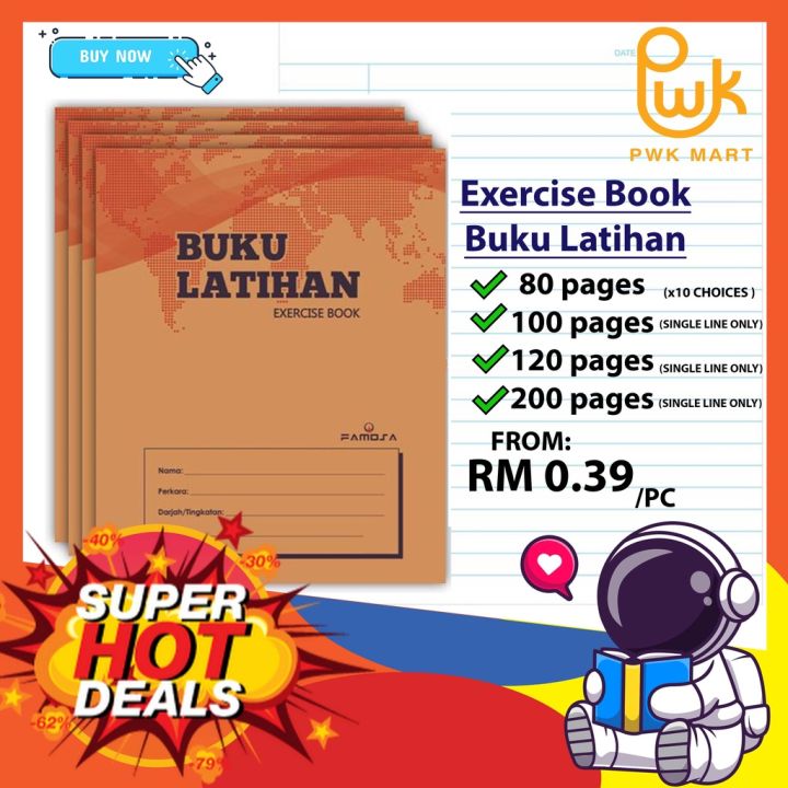 80 PAGES Exercise Book/ Buku Tulis Sekolah / Buku Latihan / Kraft Cover ...