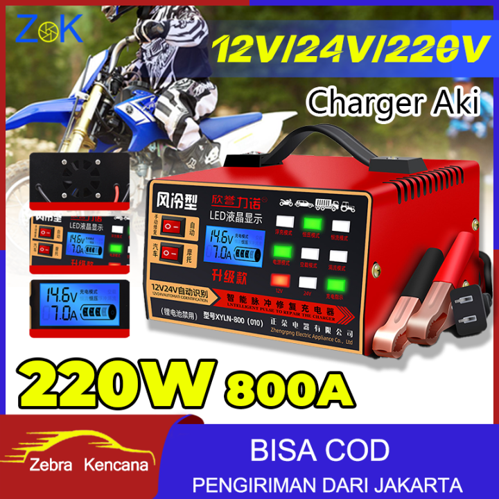 Pengisi Daya Perbaikan Aki Mobil 800A Carger Aki Otomatis 12v / 24v 6-300Ah Charger Aki ...