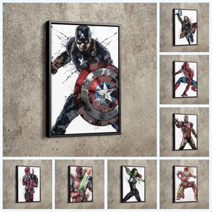 Superhero Canvas Painting Spider-Man Iron Man Hulk Batman Wall Art ...