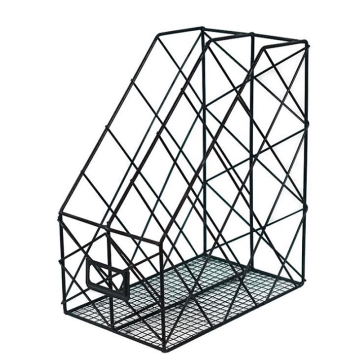 2 Sections Magazine File Stand Holder Desk Metal Organizer File Storage ...