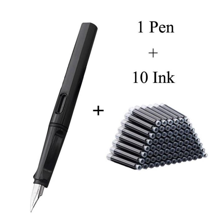 [ 1+10 ] 0.38mm EF Tip Fountain Pen Student Calligraphy Pen Black, Blue ...