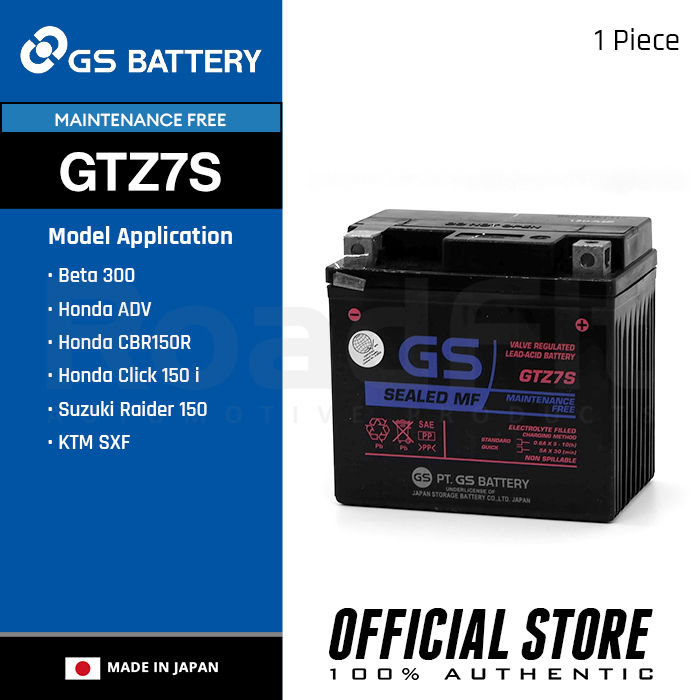 RoadFit GS Battery GTZ7S Maintenance Free for Beta 300, Honda ADV ...