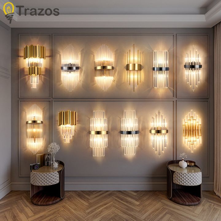 TRAZOS Modern Crystal Wall Lights Nordic Light Luxury Living room ...