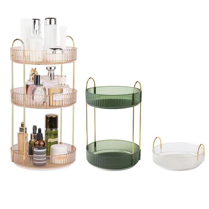 DSFIF Round Makeup Organizer 1/2/3 Layers Modern Toiletries Vanity ...