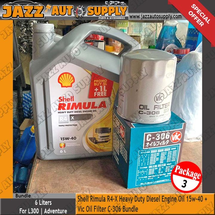 Shell Rimula R4-X Heavy Duty Diesel Engine Oil 15w-40 + Vic Oil Filter ...