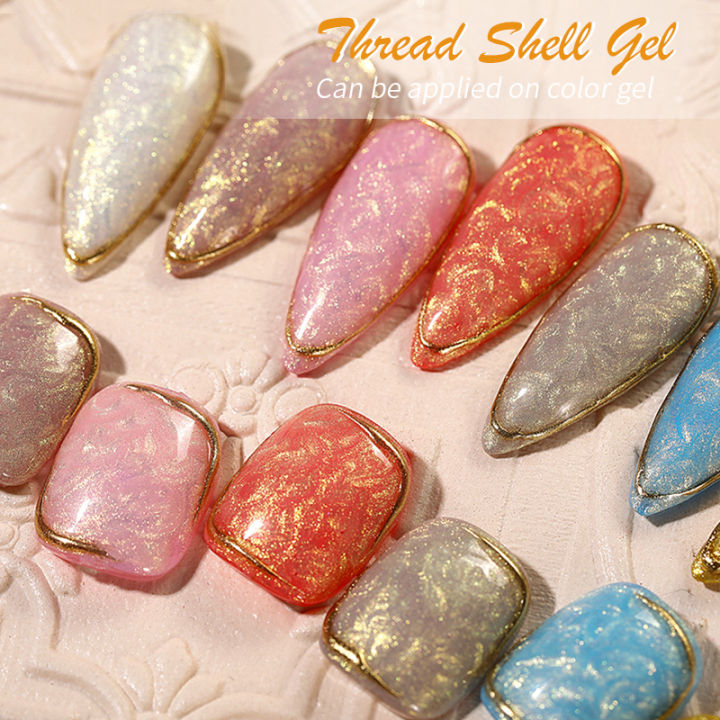 Thread Shell Gel Polish Pearl White Shell Semi-Permanent UV Gel Autumn ...