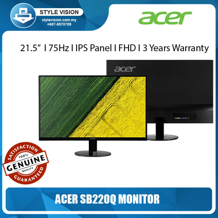 Acer SB220Q,21.5"IPS/75Hz/VGA/HDMI/250N/3 Years Onsite Warranty /Black ...