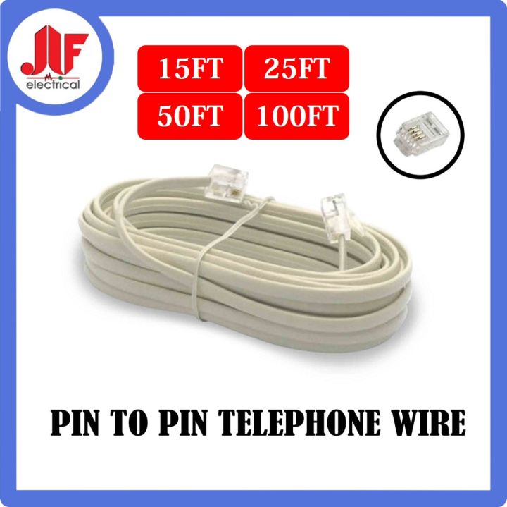 7FT/15FT/25FT/50FT/100FT RJ-11 PIN TO PIN CABLE FOR TELEPHONE CABLE ...