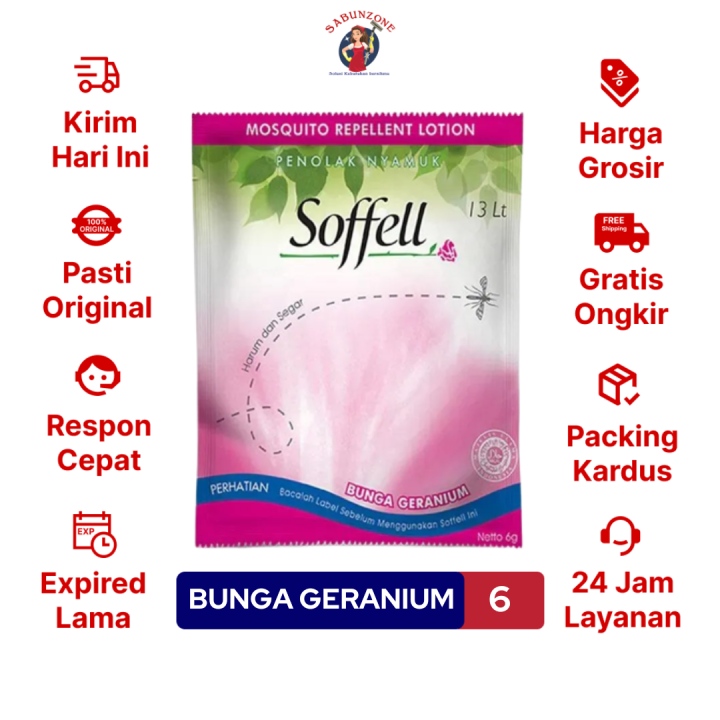 Lotion Anti Nyamuk Soffell Bunga Geranium 6 gr Sachet | Lazada Indonesia