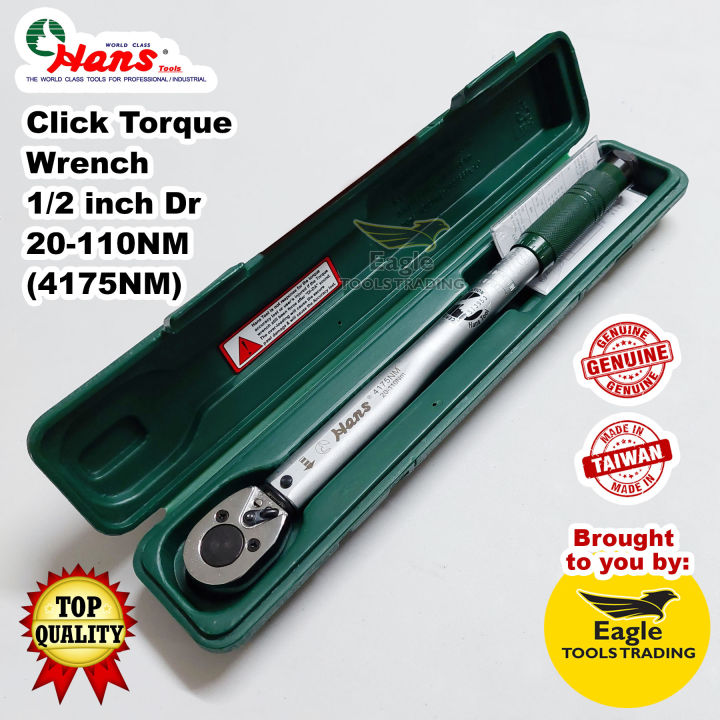 Hans 1/2" Drive Click Torque Wrench | 20-110 Nm | 14 Inch | For ...