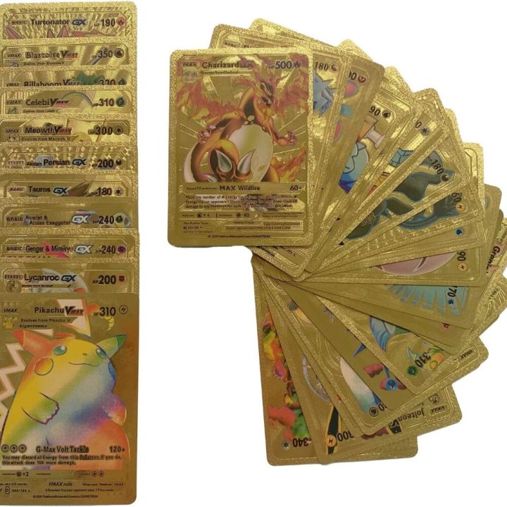 Pokemon Vmax Gx Metal Card English Version Box Gold Black Golden ...