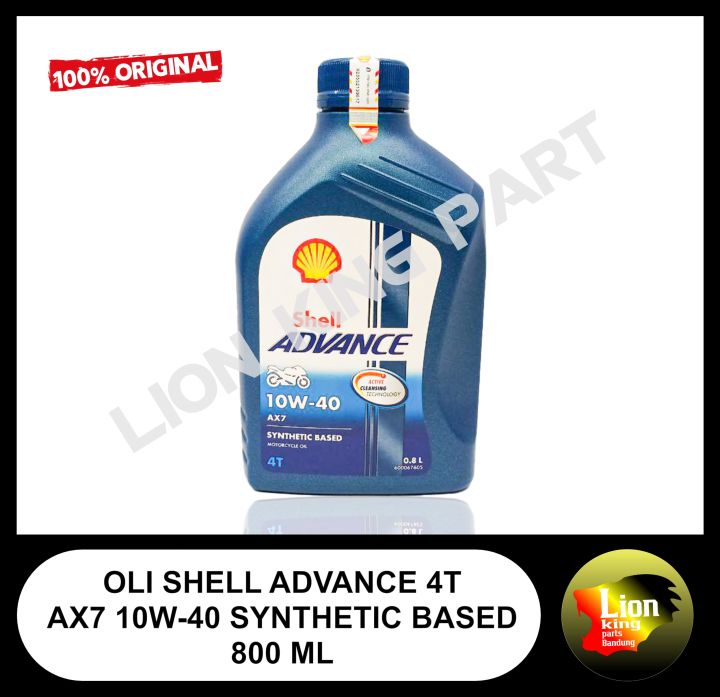 OIL OLI SHELL ADVANCE AX7 SYNTHETIC BASED 10W-40 800 ML API SN JASO MA2 ...