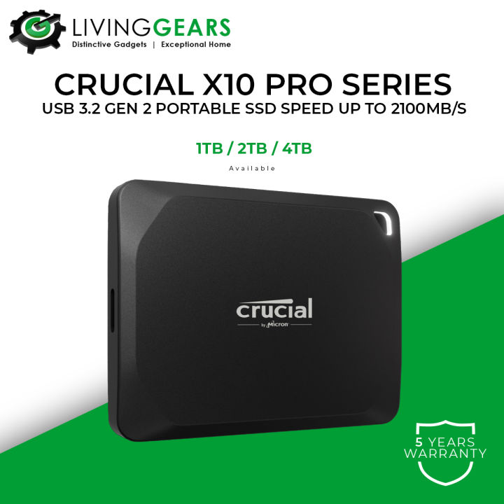 Crucial X10 Pro Portable SSD UP TO 2100MB/s USB 3.2 Gen-2 Type-C to ...