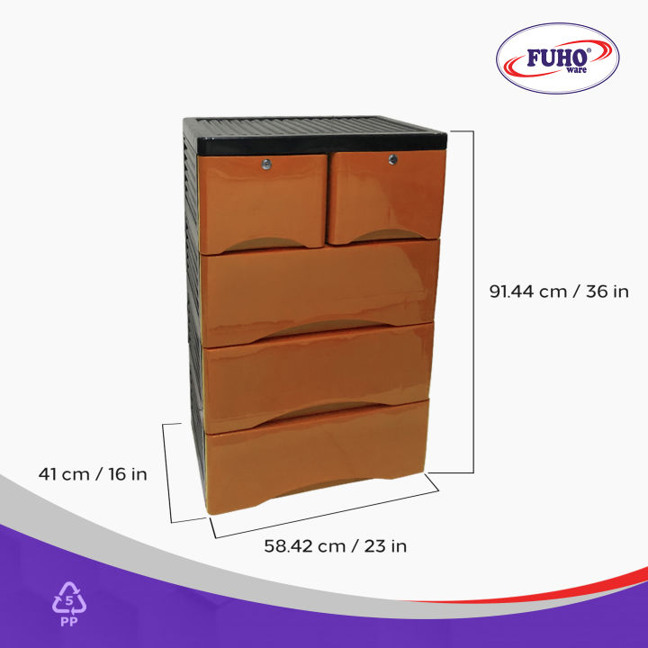 FUHO 4 Layers Chest Drawer with lock and wheels / Durabox / Cabinet ...