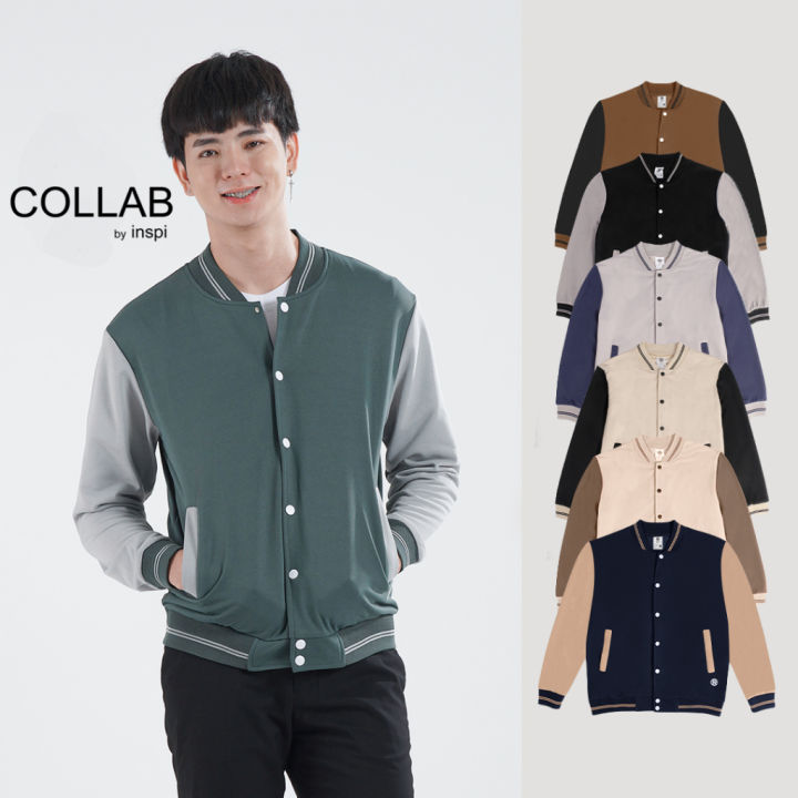 COLLAB By Inspi Varsity Jacket Texture For Men And Women Korean ...