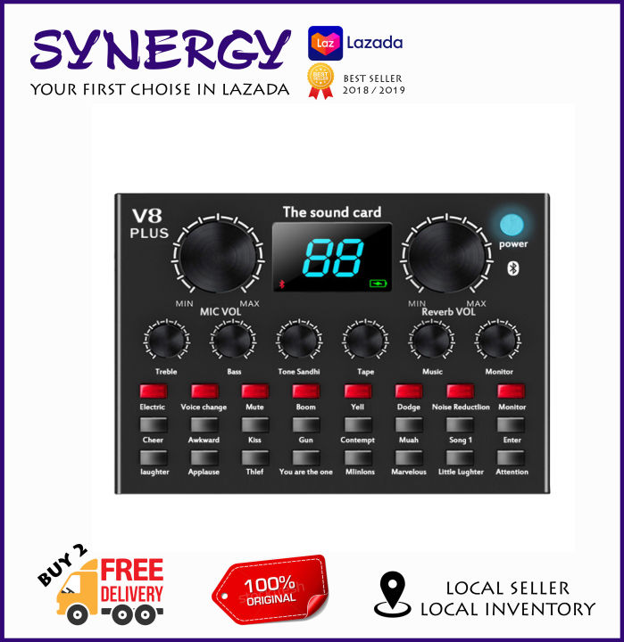 V8 Plus English Model Sound Card with digital display external live ...