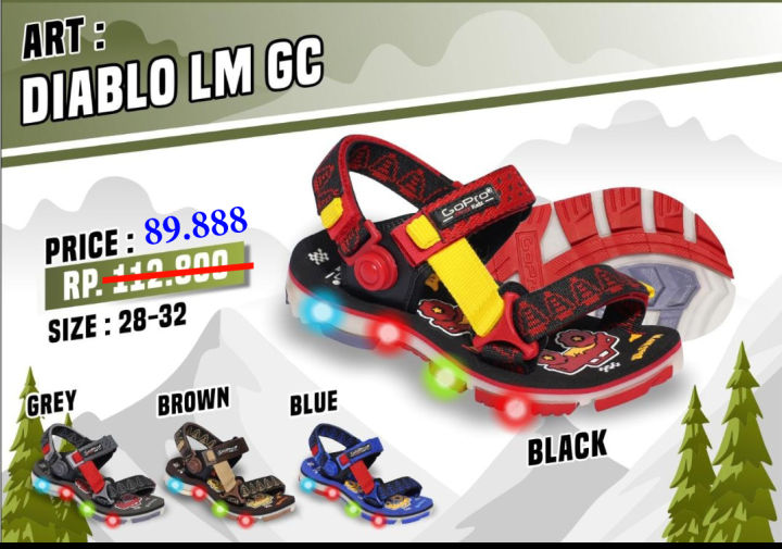 Sepatu Sandal LED Lampu Anak GOPRO TAYO 03 Size 24-37 Terbaru 2023 ...