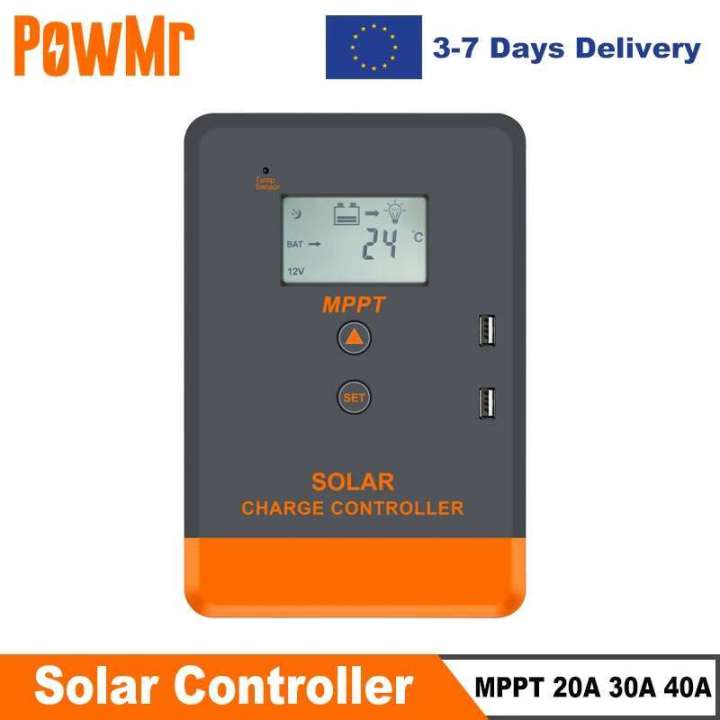 PowMr MPPT 40A 30A 20A Controller 12V 24V Solar Panels Regulator ...