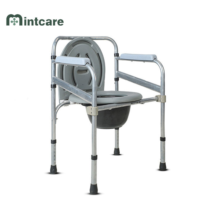 Mintcare Grey no wheel Height Adjustable Commode Foldable Chair Toilet ...