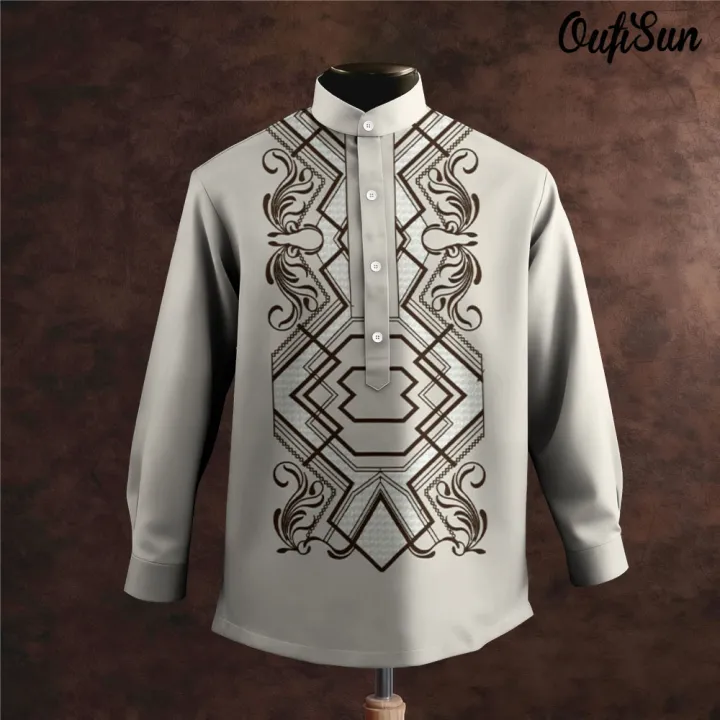 Longsleeve Barong Tagalog For Men Modern Shirts Bohemian Outfits Formal ...