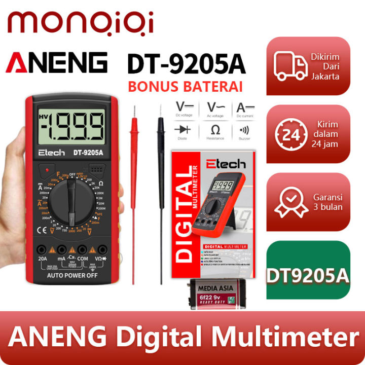 New Digital Multimeter ASLI ADA BUZERNYA BONUS BATERAI DT9205A Multimeter Mini Saku Digital ...