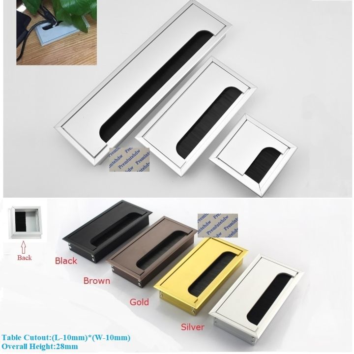 Rectangle Aluminum Cable Hole Cover Desk Top Tabledesk Grommet Flap ...
