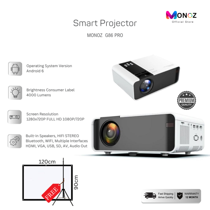 G86 Projector FULL HD 1080P Android Mini Projector WIFI LCD Led A80 ...