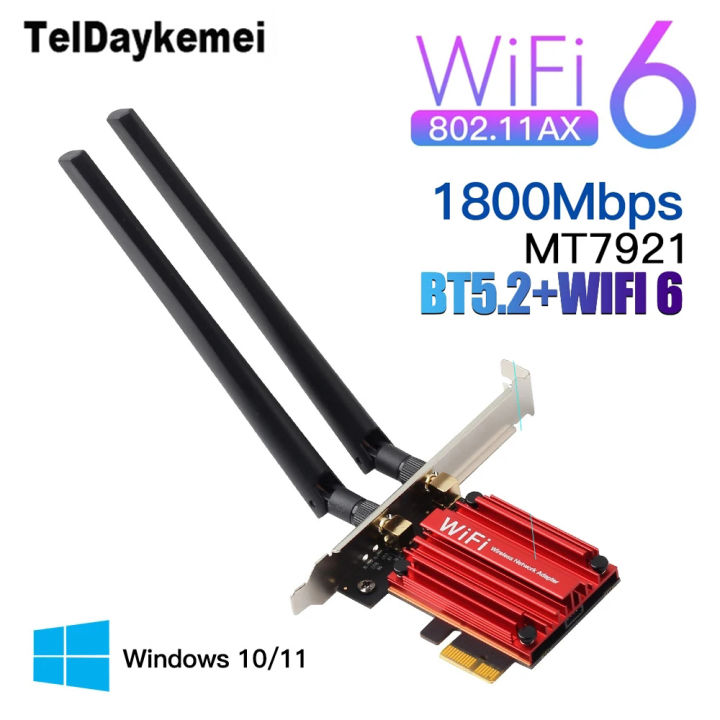 1800Mbps Wifi 6 PCI ตัวรับสัญญาณ Wifi ด่วน Bluetooth 5.2 MT7921 Dual ...