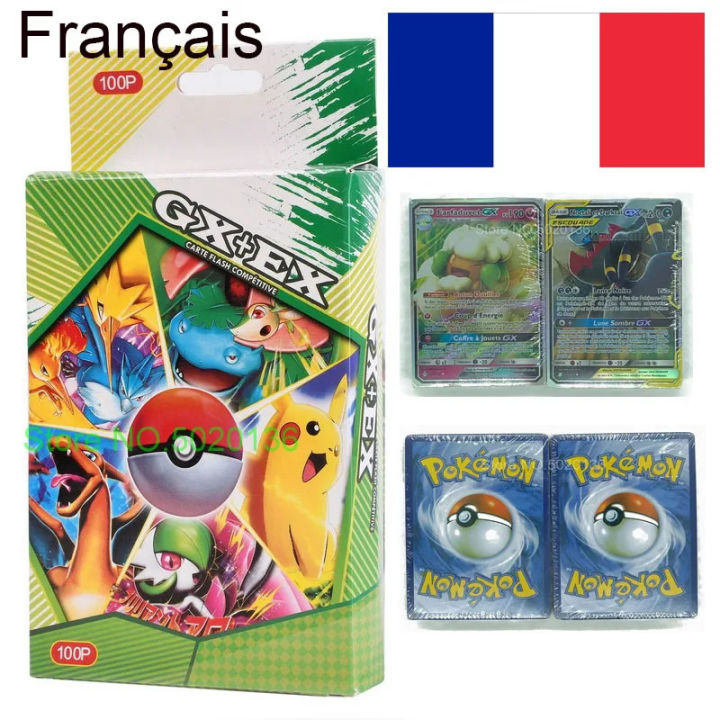 Français 50 60 100ชิ้น/ล็อต French Version Mega Tag Team Pokemon GX EX ...