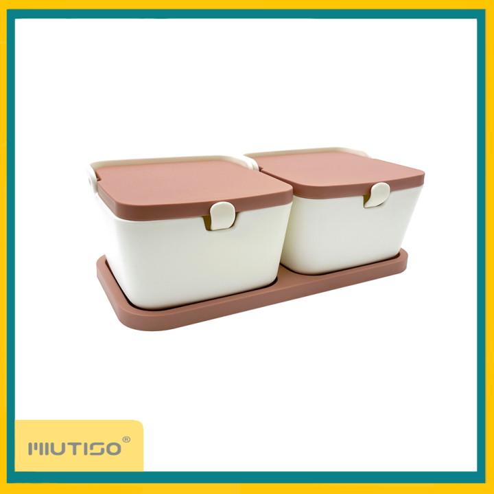 Miutiso Kitchen Condiment Containers with Lid and Spoon Seasoning Box ...