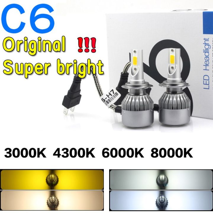 2ชิ้นOriginal C6 LED H4/H1/H7/H11/9006/9005ไฟหน้ารถหลอดไฟไฟหน้า ...