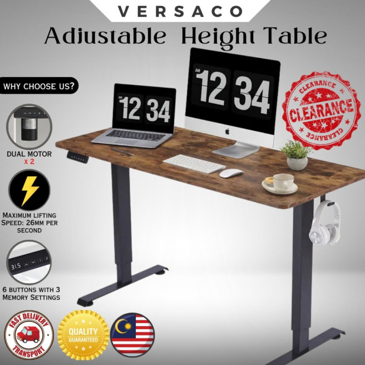 Brown Wooden Adjustable Standing Table Single Motor Electric Adjustable ...