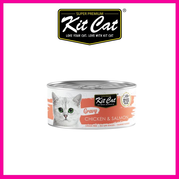 [1 Carton] Kit Cat Gravy Chicken & Salmon Can 70g x 24 | Lazada Singapore