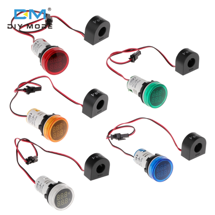 diymore 22MM AC50-500V 0-100A Digital LED Voltmeter Voltage Meter Indicator Pilot Light Ammeter ...