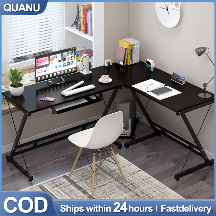 QUANU-L-Shape Office Computer Table Computer Laptop Wooden Desk Study ...