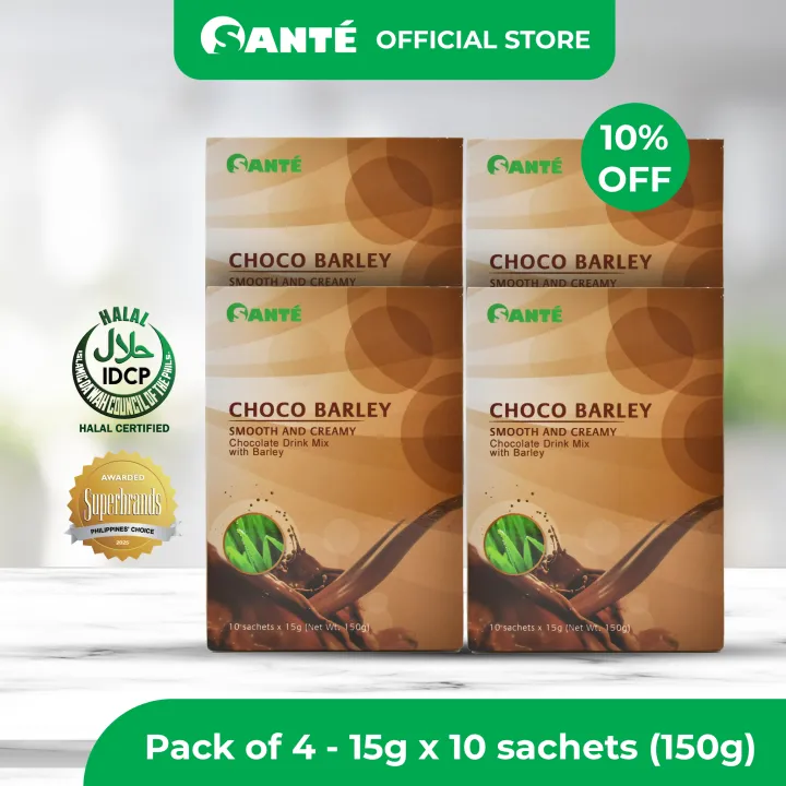 Santé Choco Barley 15g x 10 Sachets (Pack of 4) Nutritious Chocolate ...