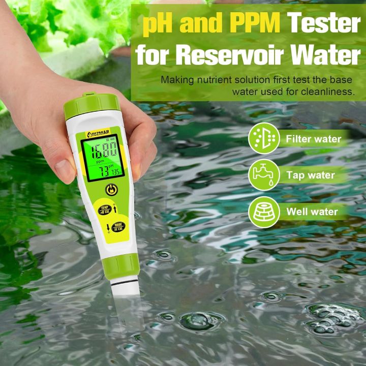 pH EC Meter for Water Hydroponics PPM and pH Meter for Nutrients ...
