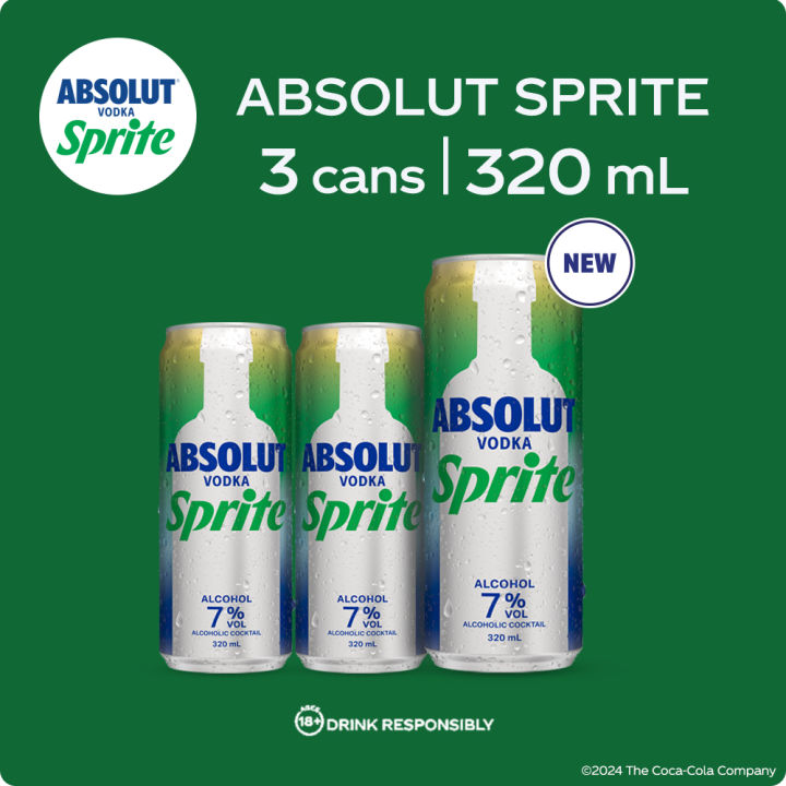 Absolut Vodka & Sprite 320ml 7% Alcohol - Pack of 3 | Lazada PH