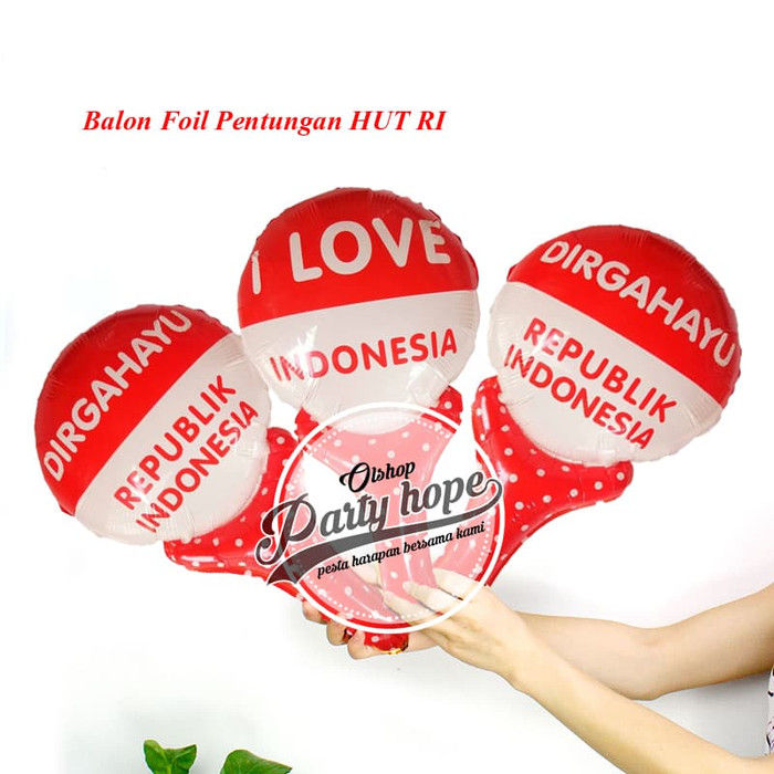 balon pentung merah putih / Balon foil HUT RI balon 17 agustus / balon ...