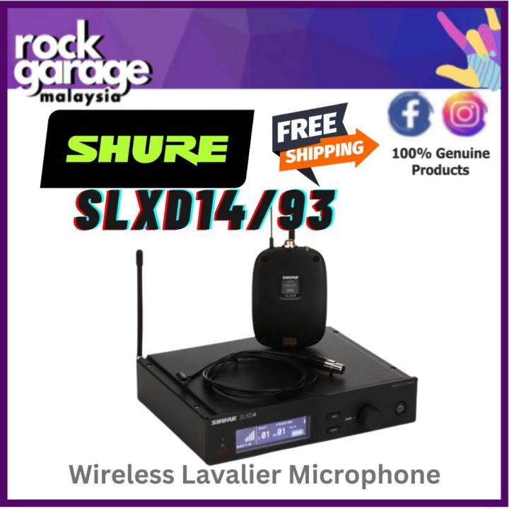 Shure SLXD14/93 Wireless System With SLXD1 Bodypack Transmitter And WL93 Lavalier Microphone ...