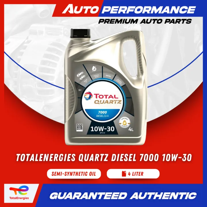 TotalEnergies Quartz Diesel 7000 10W-30 Semi-Synthetic Engine Oil (4 ...