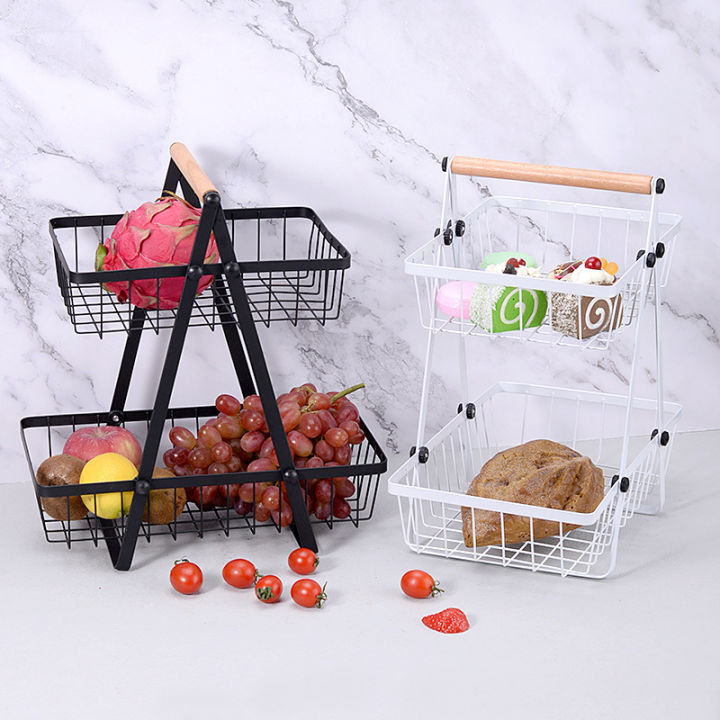 2 Tier Fruit Basket for Table Display Fruits Stand Detachable ...