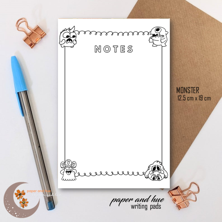 BW Monster Design Writing Pad/Notepad (5x7in/12.5 x 19 cm) | Lazada PH