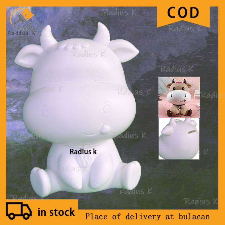 Radius K cute cattle coin bank piggy coinbank cow coinbank | Lazada PH