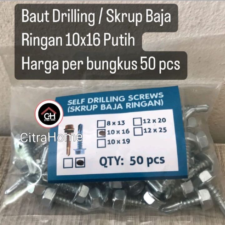 Baut Drilling / Skrup Baja Ringan 10x16 /1pak 50pcs | Lazada Indonesia