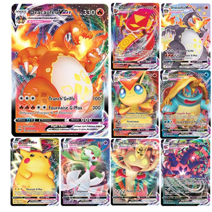 Pokemon French Cards Spanish Pikachu Dracaufeu Lokhlass Salarsen VMAX ...
