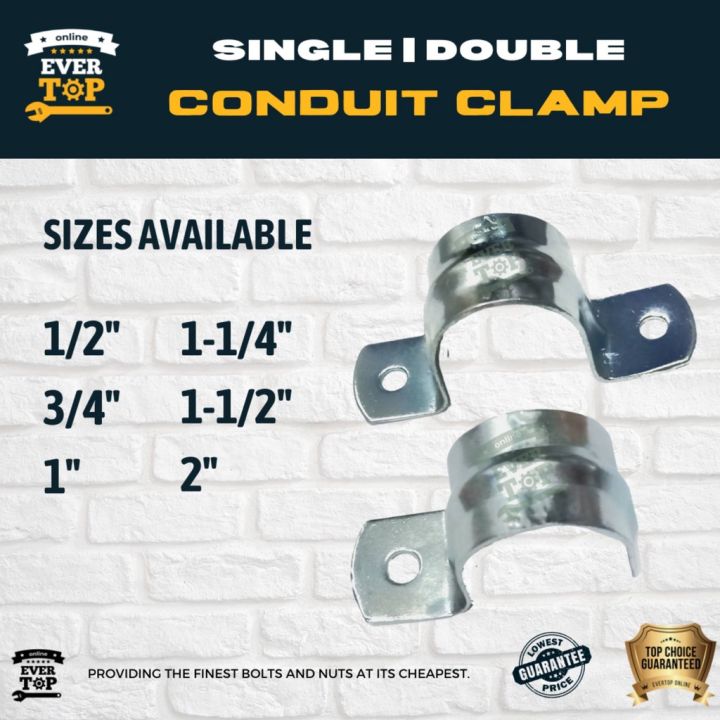 1/2 - 2 CONDUIT CLAMP GALVANIZED (GI) SINGLE/DOUBLE 1HOLE 2HOLE SOLD ...