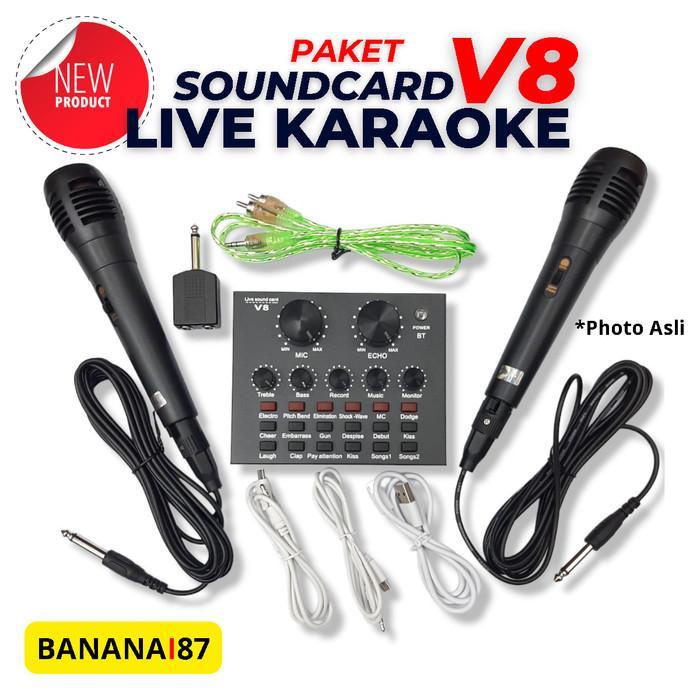 SOUNDCARD V8 BLUETOOTH KARAOKE LIVE STREAMING PORTABLE+MICROPHONE - SM ...